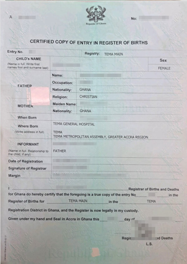 Birth certificate - Sworn Translation