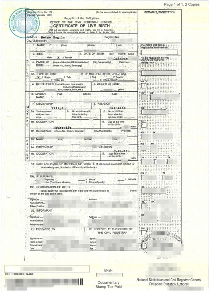 Birth certificate - Sworn Translation